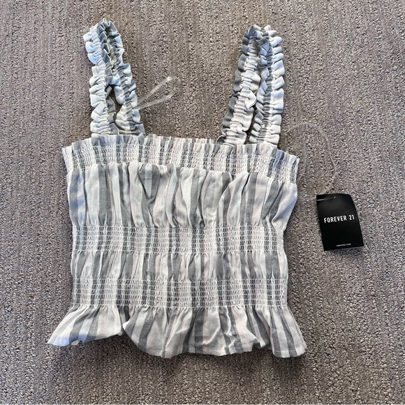 Forever 21 | Tops | Nwt Forever 2 Cinched Tank Top Blue And White ...